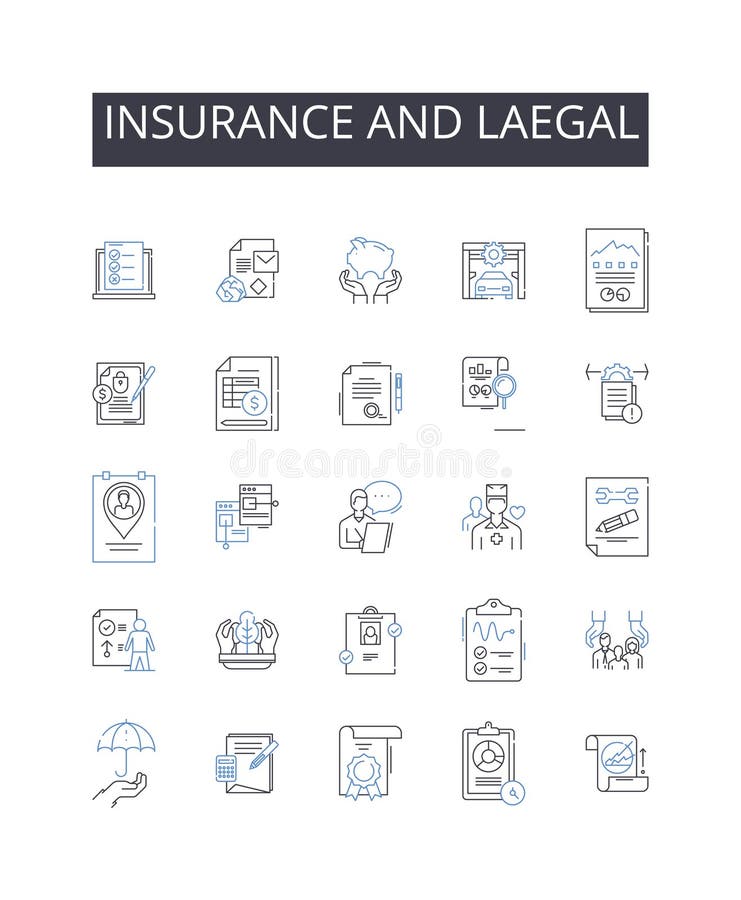 Insurance and Laegal Line Icons Collection. Coverage, Protection ...