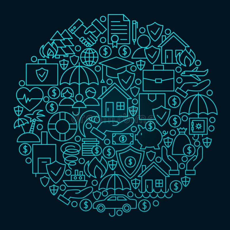 Line Insurance Patterns Set Stock Vector - Illustration of industry ...