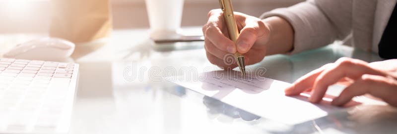 Insurance Paycheck. Payroll Check Stock Photo - Image of company ...