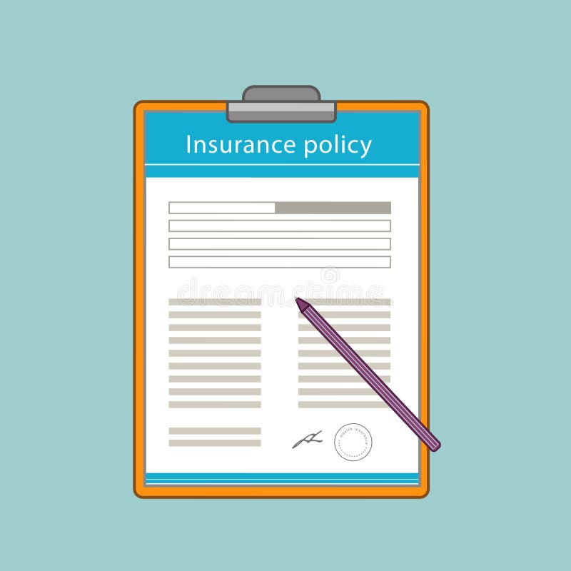 Insurance Policy Form in a Flat Style. Stock Vector - Illustration of ...