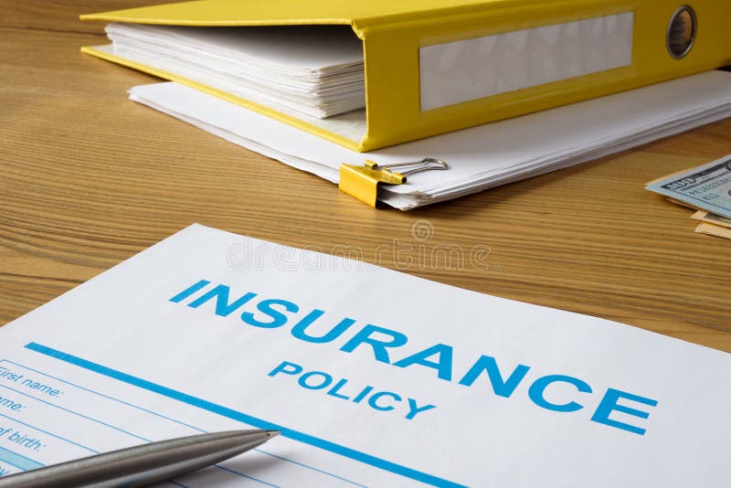 Insurance Policy with Pen and Folder. Stock Image - Image of insure ...