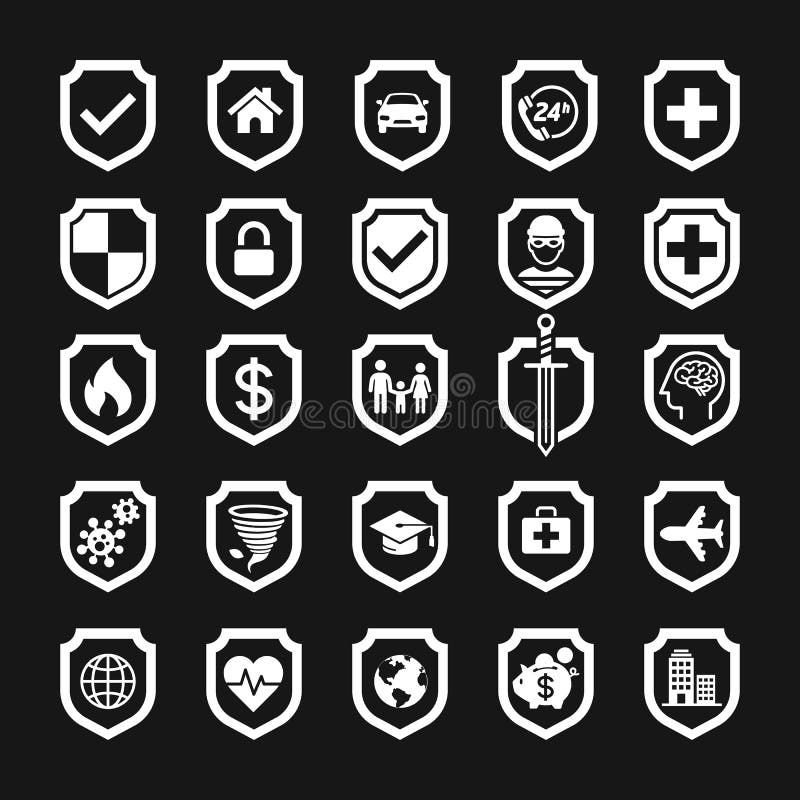 Insurance Policy Shield Icon Design. Stock Vector - Illustration of ...