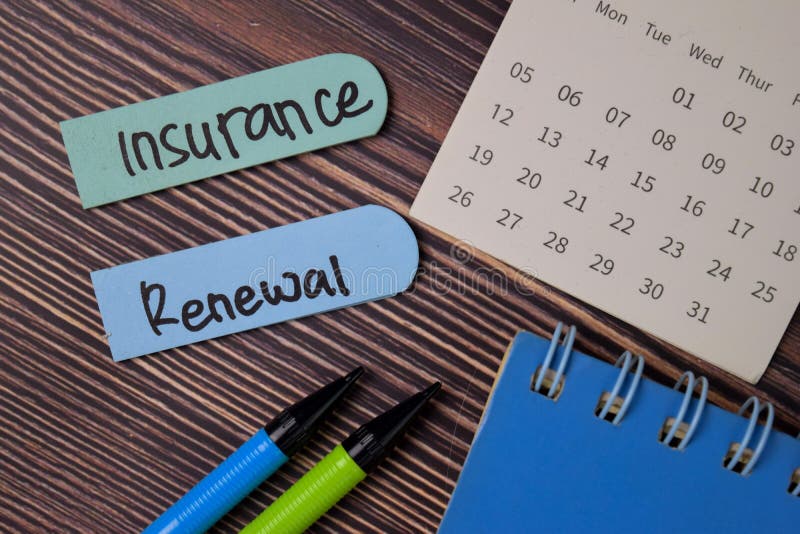 Insurance Renewal Reminder in Calendar Handwritten Stock Image - Image ...