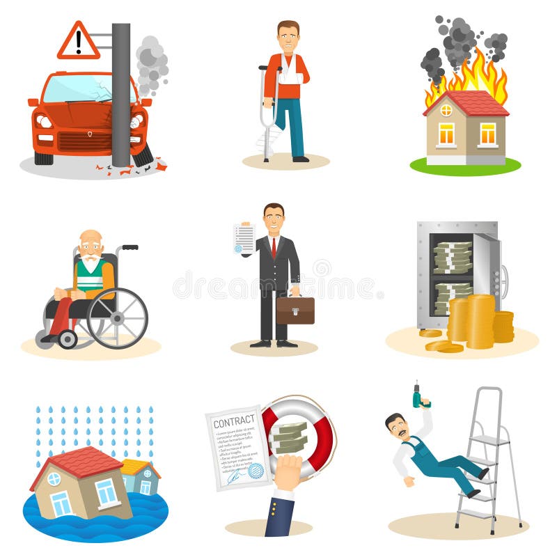 Insurance and Risk Banners Set Stock Vector - Illustration of banner ...