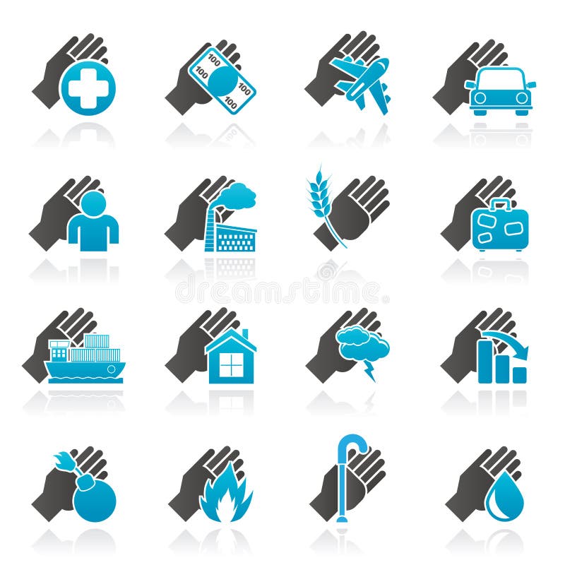 Insurance, Risk and Business Icons Stock Vector - Illustration of ...