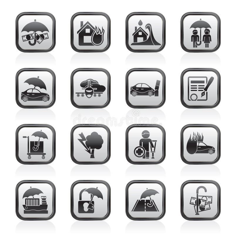 Insurance and risk icons stock vector. Illustration of business - 25564005