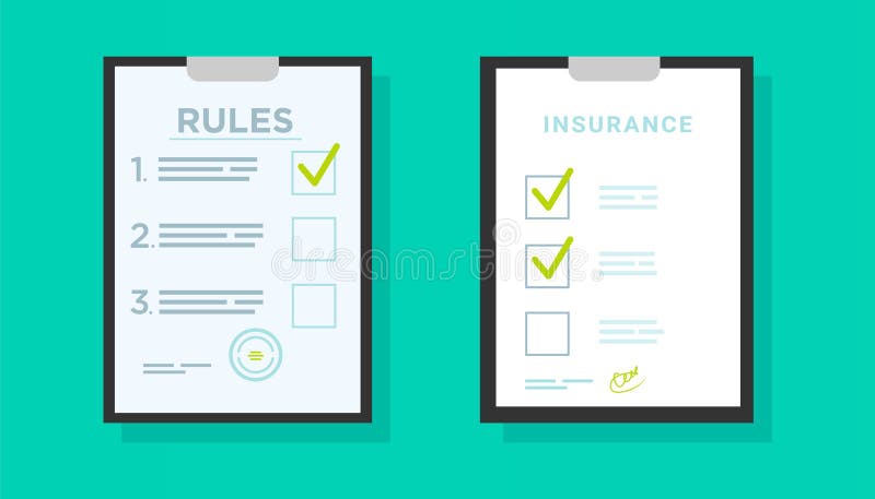 Insurance and Rules Document in a Flat Design Stock Vector ...