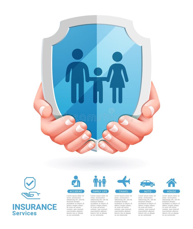 Insurance Services Conceptual Two Hands with Shield Vector ...