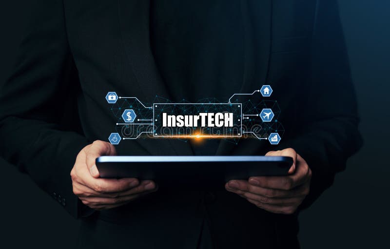 Insurance Technology Insurtech Concept, Woman Looking Data Inf Stock ...
