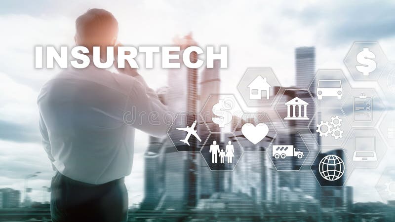 Insurance Technology Insurtech Concept. Inscription on a Virtual Screen ...