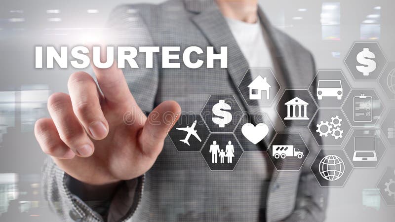 Insurance Technology Insurtech Concept. Inscription on a Virtual Screen ...