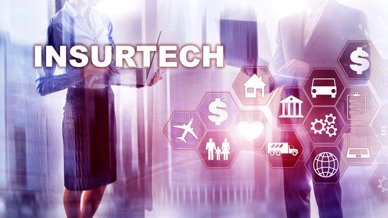 Insurance Technology Insurtech Concept, Woman Looking Data Inf Stock ...