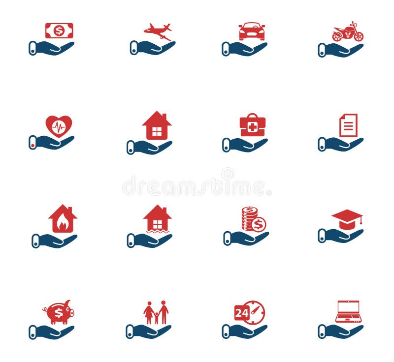 Insurance icon set stock vector. Illustration of moneybox - 121841957