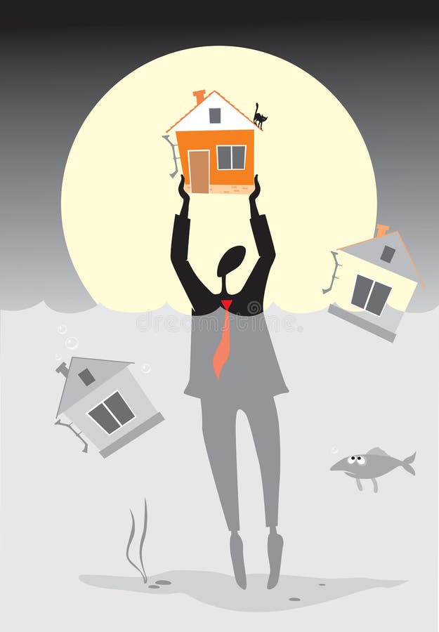 Flood Rescue Banner - Cartoon Family in Boat Saved by Natural Disaster ...