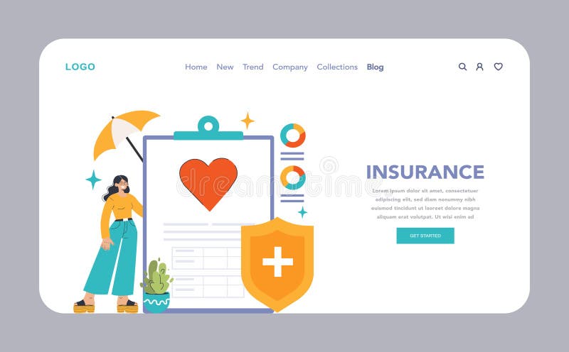 Insurance Web Banner or Landing Page. Security of Life and Property ...