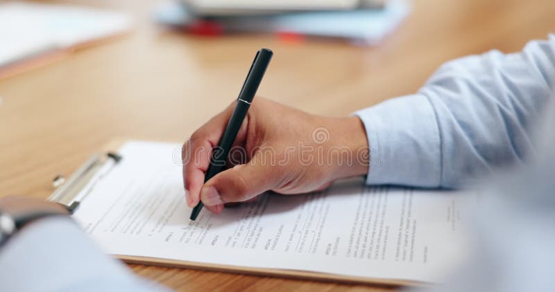 Insurance, Writing or Hands with Contract To Sign Application ...