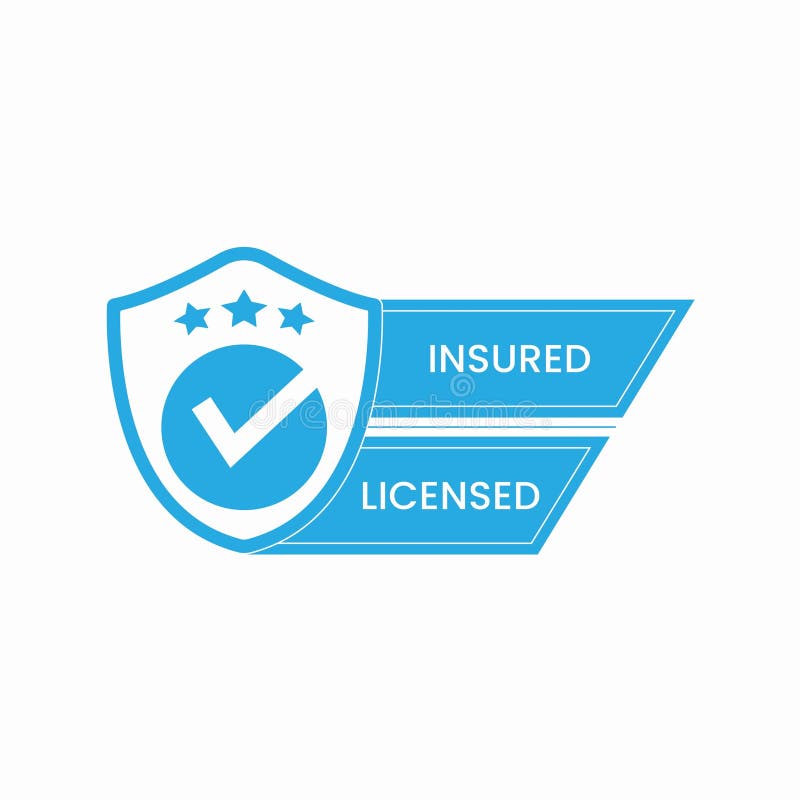 Insured and License Banner with Shield Icon Design Vector Stock Vector ...