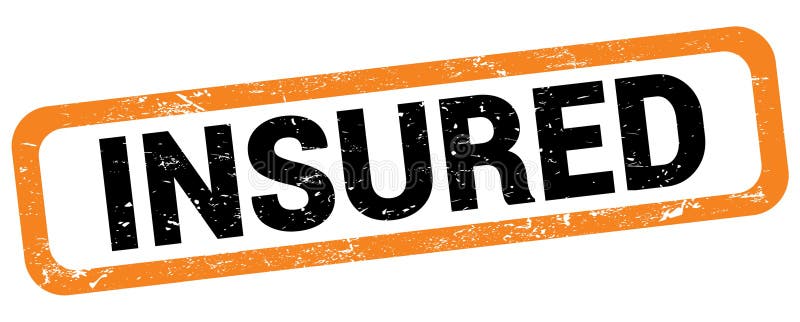 INSURED Text Written on Orange-black Rectangle Stamp Stock Photo ...