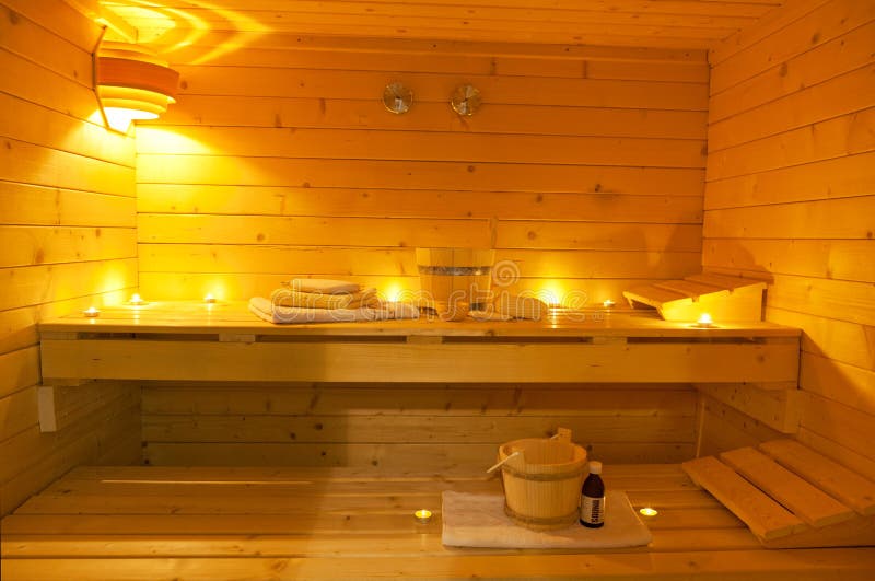 Intérieur D'un Sauna Finlandais Image stock - Image du finlandais ...