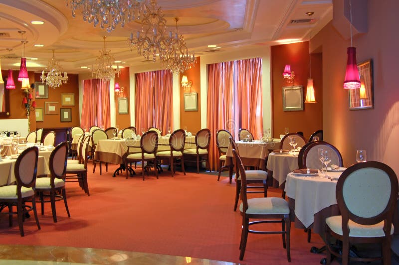 Intérieur Rouge De Restaurant Image stock - Image du cafétéria ...