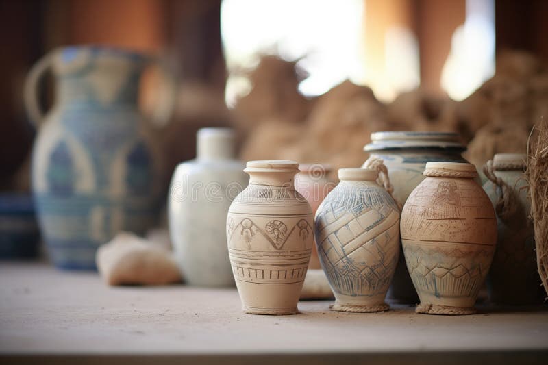 Intact Pottery Jars Labeled in a Forgotten Script Stock Photo - Image ...