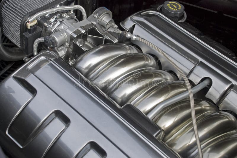 Intake Manifold of a High Performance Engine Stock Photo - Image of ...