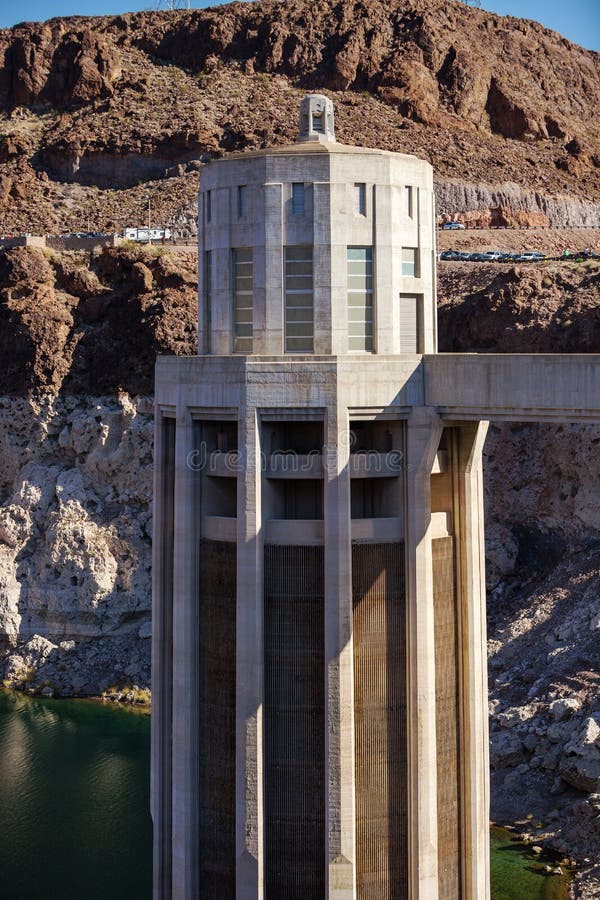 Intake tower at Hoover Dam stock photo. Image of industrial - 64010734