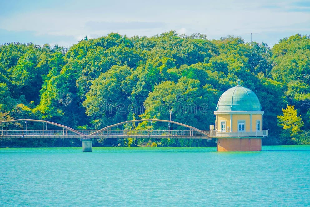 Intake Tower of Lake Tama stock photo. Image of waterworks - 286740914