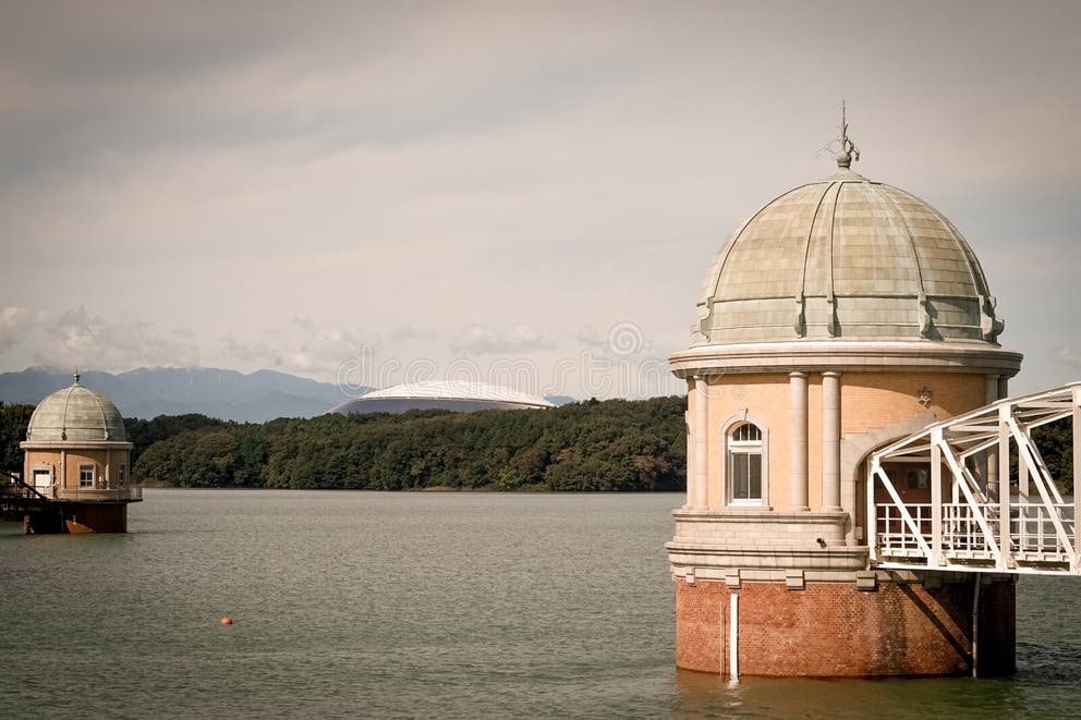 Intake Tower of Lake Tama stock image. Image of higashiyamato - 286743491