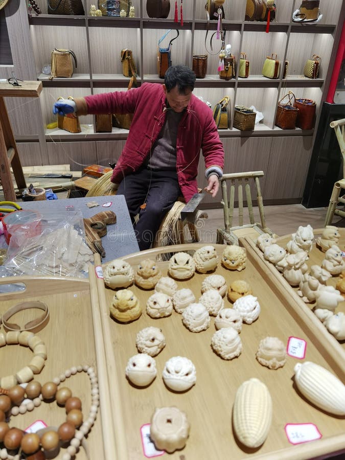 Intangible Cultural Heritage Inheritor Making Bamboo Handcrafts ...