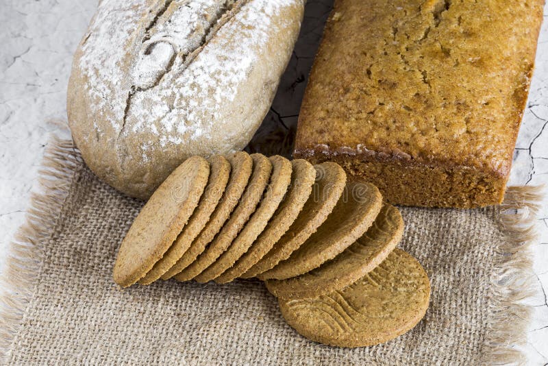 Integral Cookies on Old Wooden Table Stock Photo - Image of wheat ...