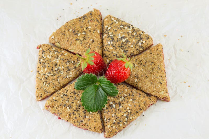 Integral Cookies with Strawberry and Seeds Stock Photo - Image of ...