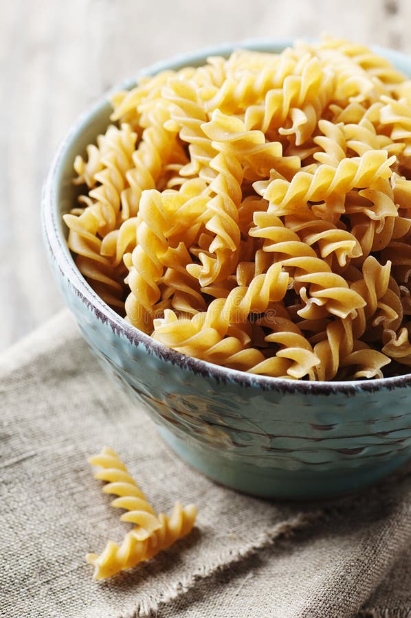 Integral Raw Pasta Fusilli on the Table Stock Image - Image of macro ...