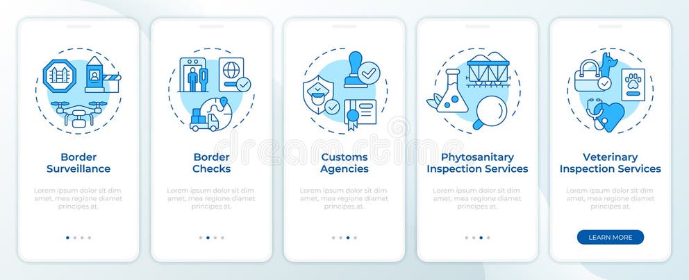 Integrated Border Management Blue Onboarding Mobile App Screen Stock ...