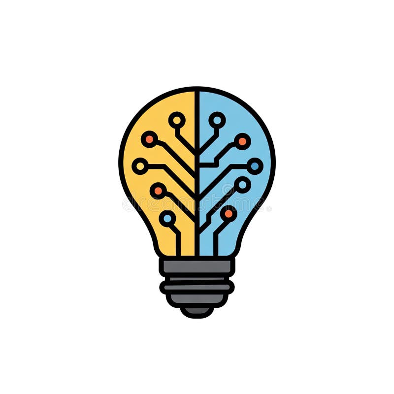 Integrated Circuit Light Bulb Icon: Smart Ideas and Digital Energy ...