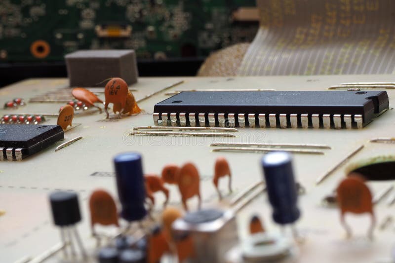 An Electronic Integrated Circuit on Board Stock Image - Image of ...