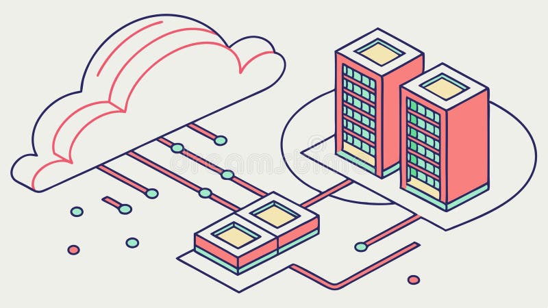 Integrated Cloud Server Network, Streamlined Data Flow and Storage, Vector Design Generative AI ...