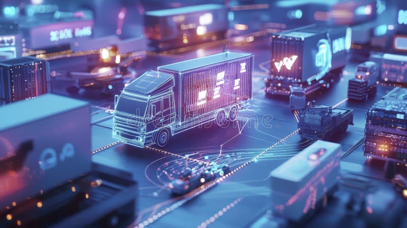 Integrated E-commerce Automation Digital Transport Hub 3d Visuals ...