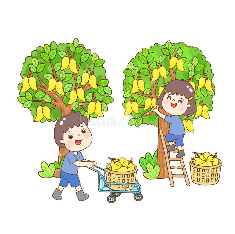 Cartoon Farmer Have Mango Character. Stock Illustration - Illustration ...