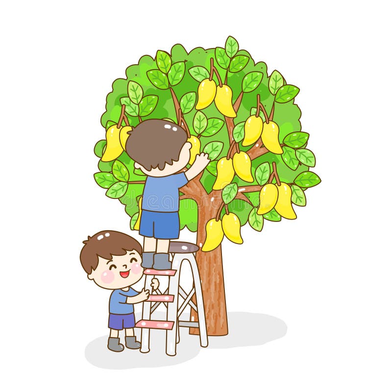 Cartoon Farmer Have Mango Character. Stock Illustration - Illustration ...