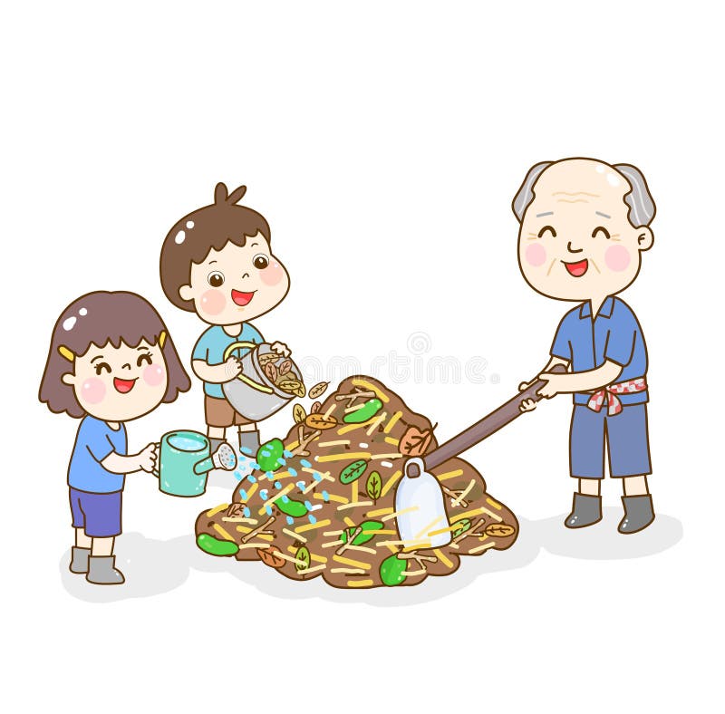 Cartoon Farmer Make Compost Vector. Stock Illustration - Illustration ...