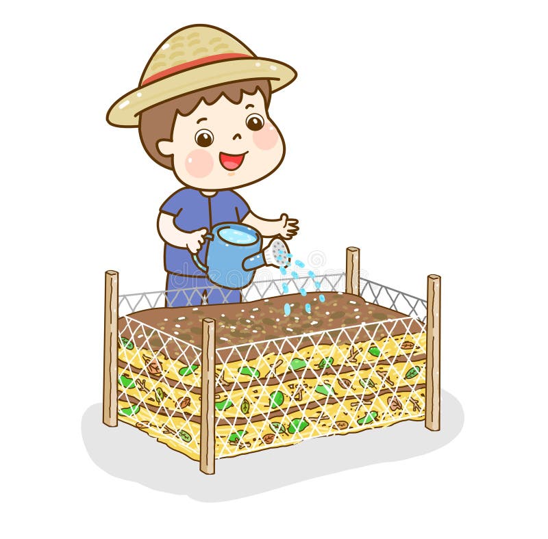 Cartoon Farmer Make Compost Vector. Stock Illustration - Illustration ...