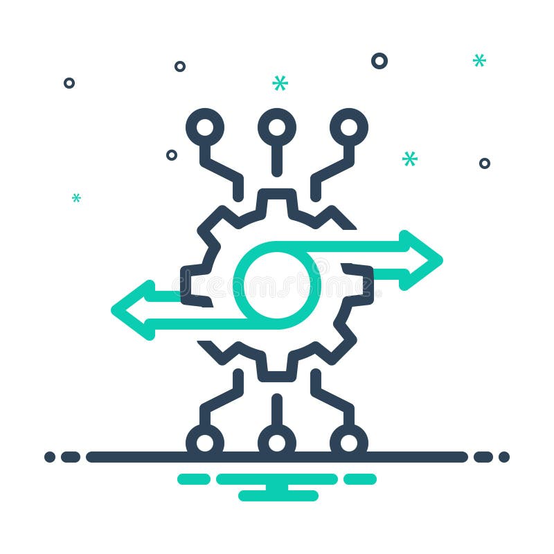 Mix Icon for Integrated, Digital and Cogwheel Stock Illustration ...