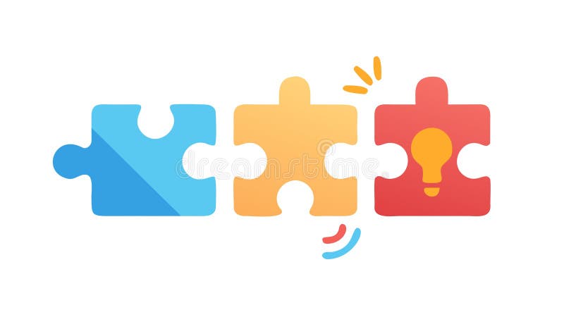 Integrated Ideas and Solutions: Three Puzzle Pieces, Vector Design ...