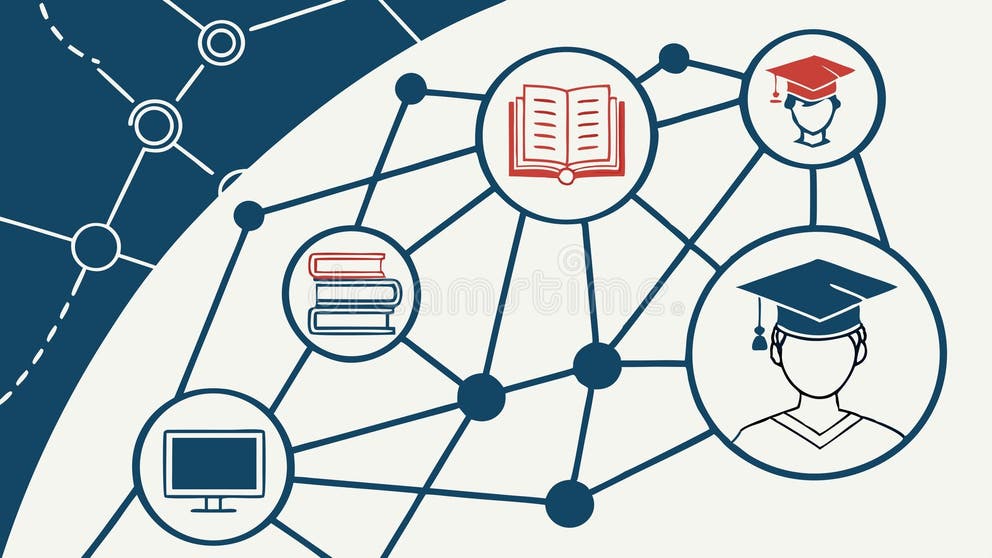 Integrated Learning System: Books, Tech Academic Network, Vector Design ...