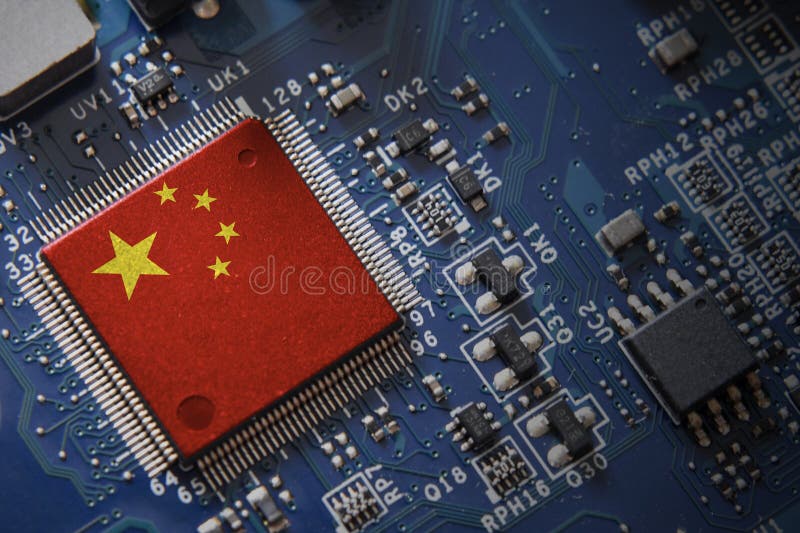Integrated Semiconductor Microchip with China Flag Stock Image - Image ...