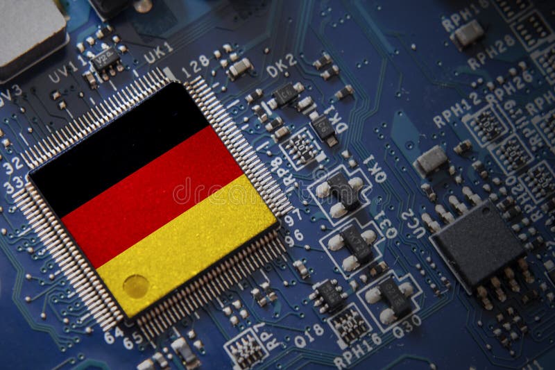Integrated Semiconductor Microchip with Germany Flag Stock Photo ...