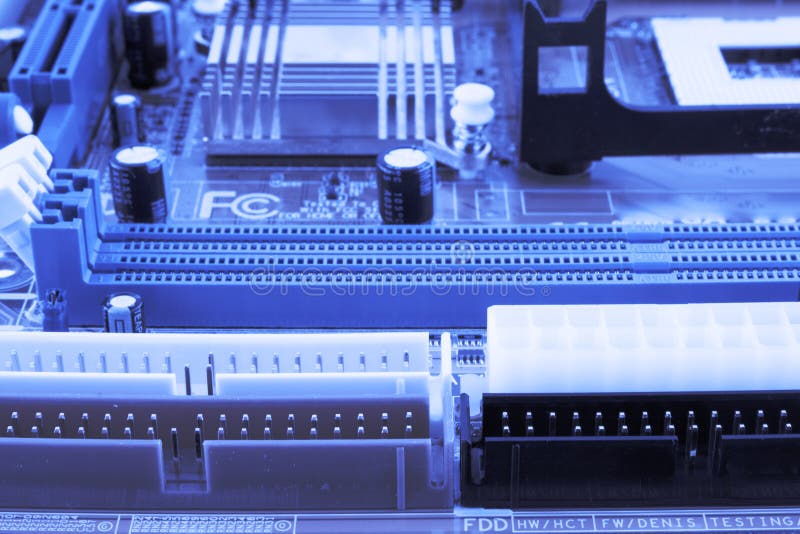 Integrated Semiconductor Microchip Microprocessor on Blue Circuit Board ...