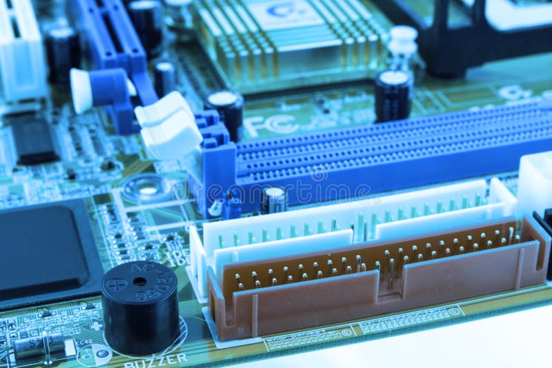 Integrated Semiconductor Microchip Microprocessor on Blue Circuit Board ...