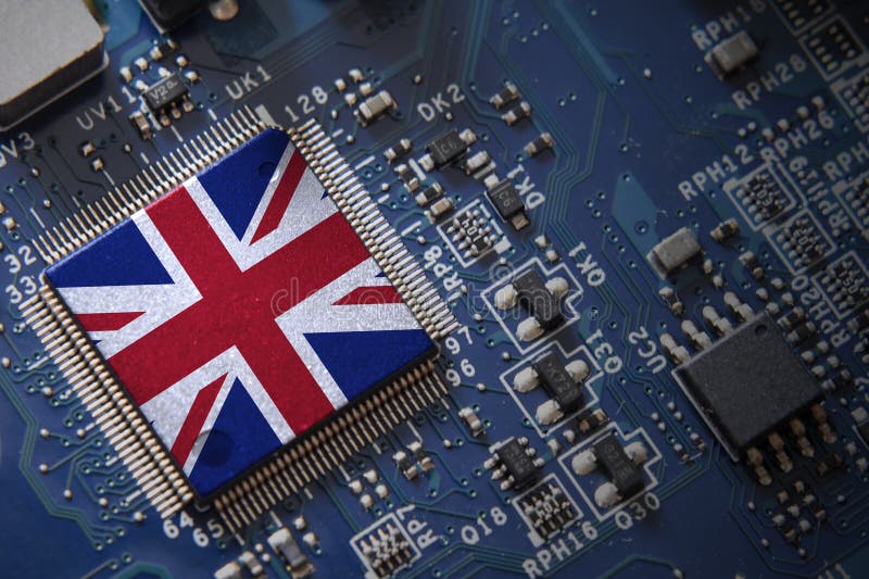 Integrated Semiconductor Microchip with UK Flag Stock Image - Image of ...